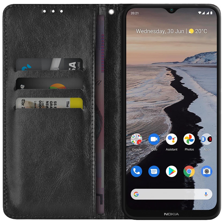 Leather Wallet Case for Nokia G10 (Black)